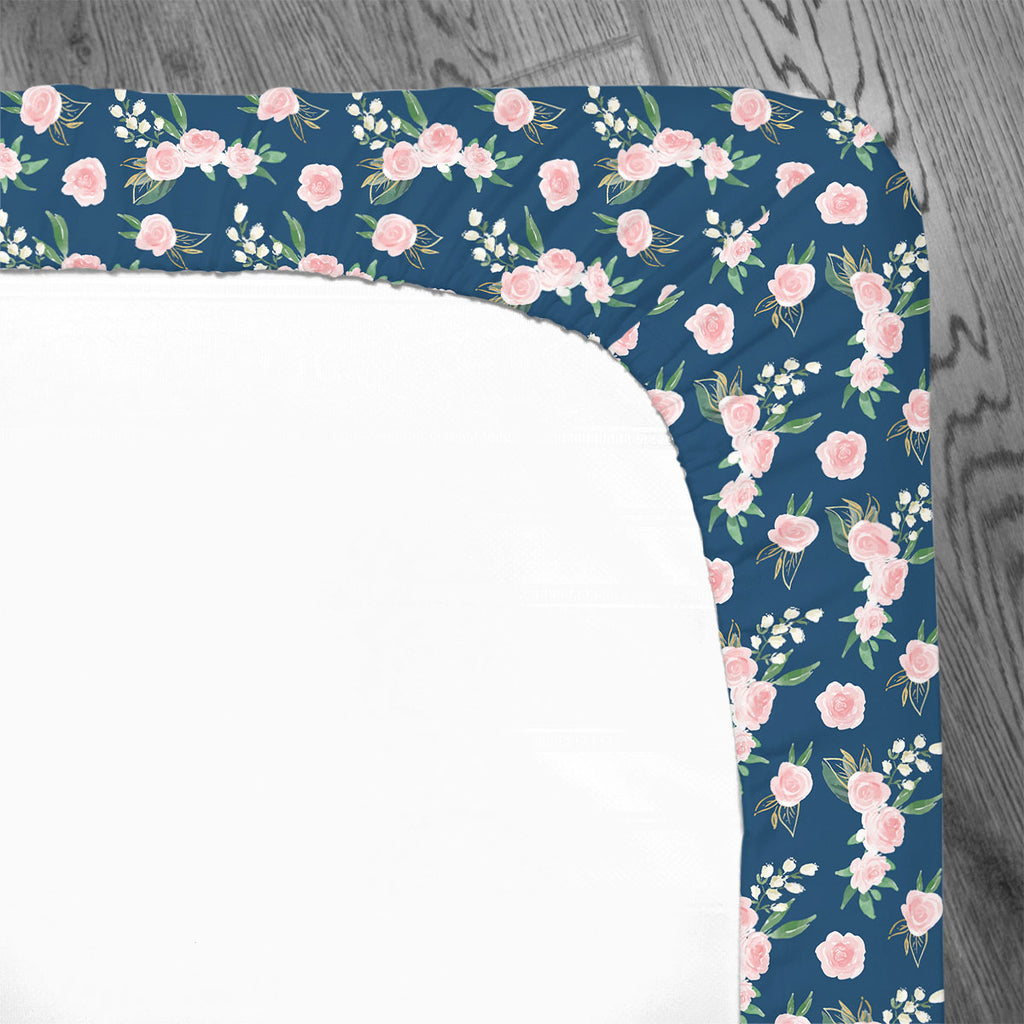 Stretchy Knit Crib Sheet | Blush Bouquet – Audrey & Bear