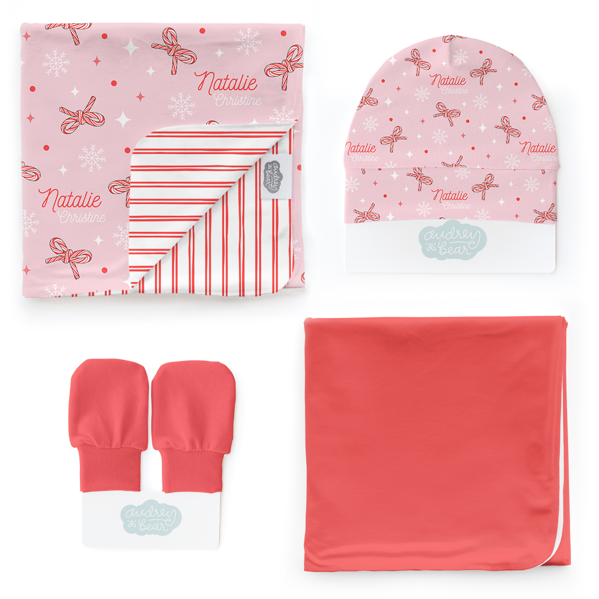 Personalized Fresh 48 Bundle | Candy Cane bows – Audrey & Bear