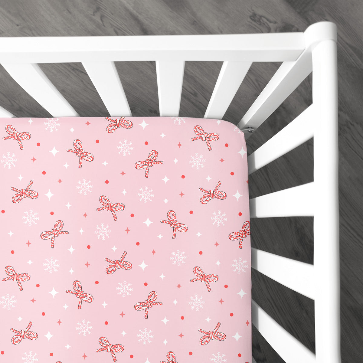 Crib Sheet | Candy Cane bows – Audrey & Bear