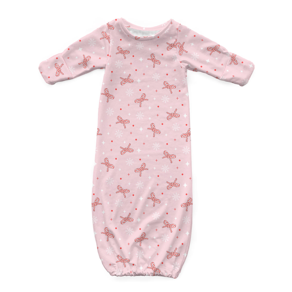 Newborn Gown | Candy Cane bows – Audrey & Bear