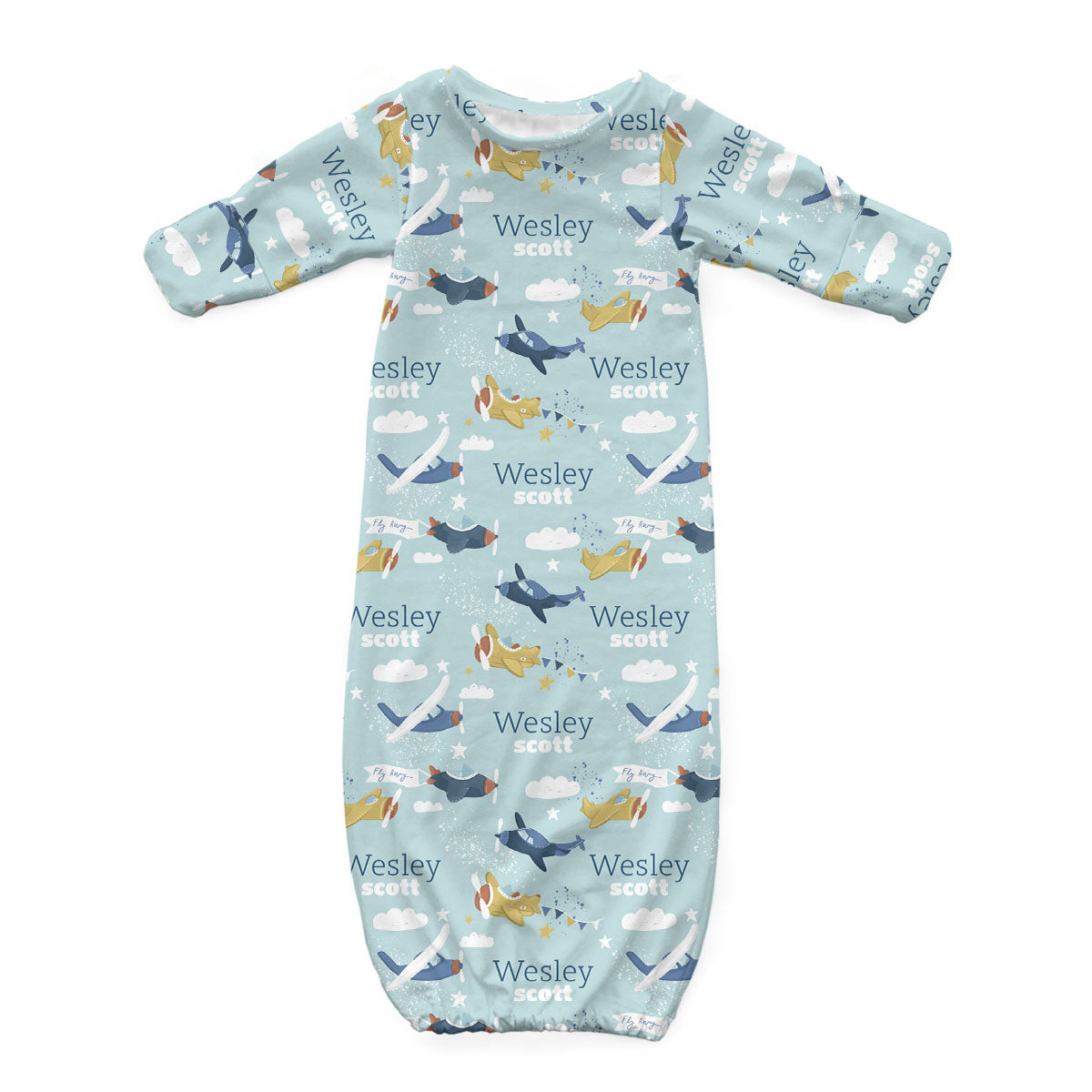 Personalized Newborn Gown | Fly High – Audrey & Bear