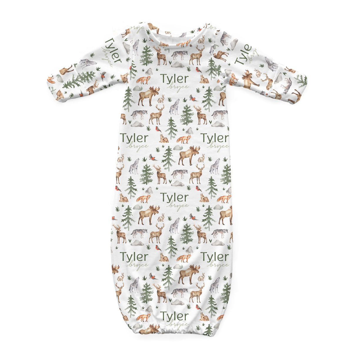 Personalized Newborn Gown | Into the Wild – Audrey & Bear